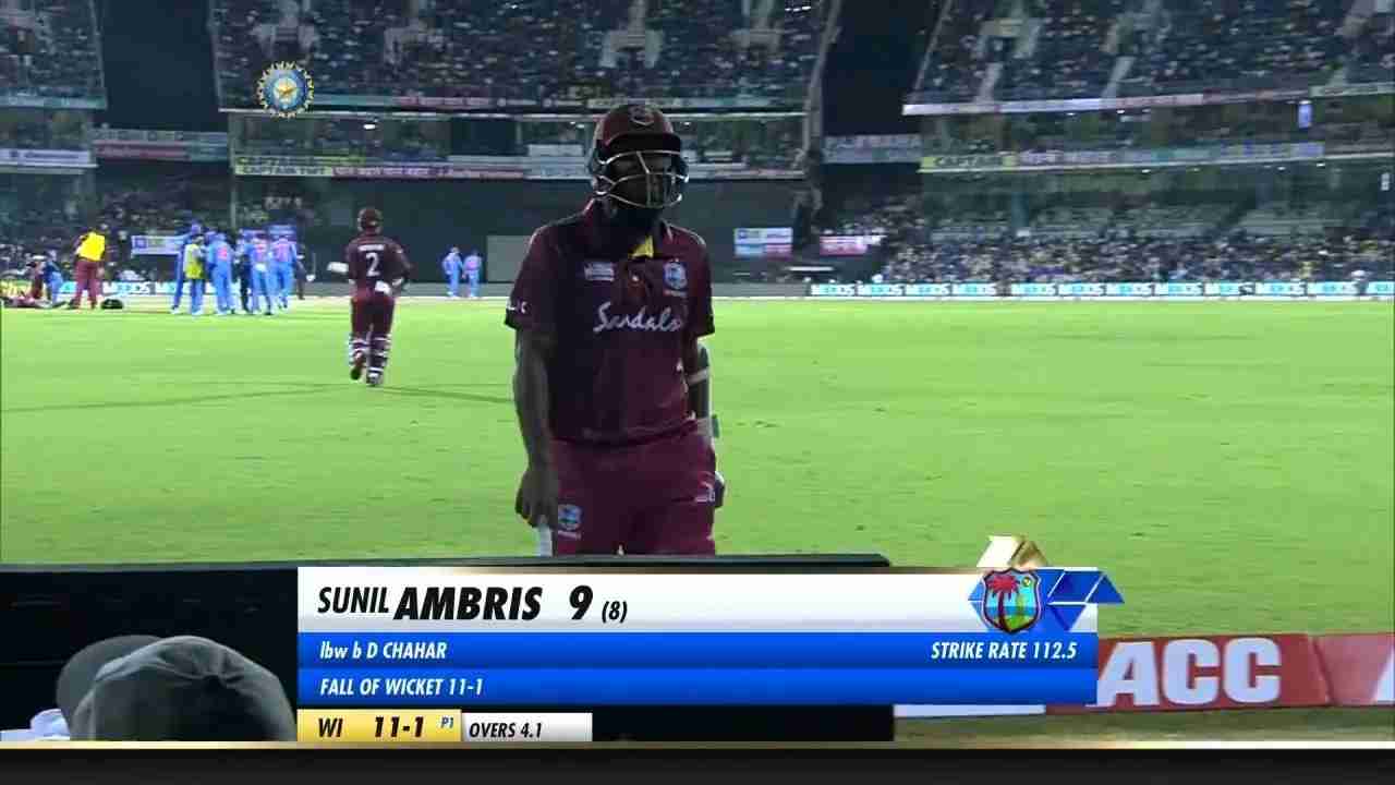 IND vs WI 2019, 1st ODI: Sunil Ambris Wicket | BCCI.tv