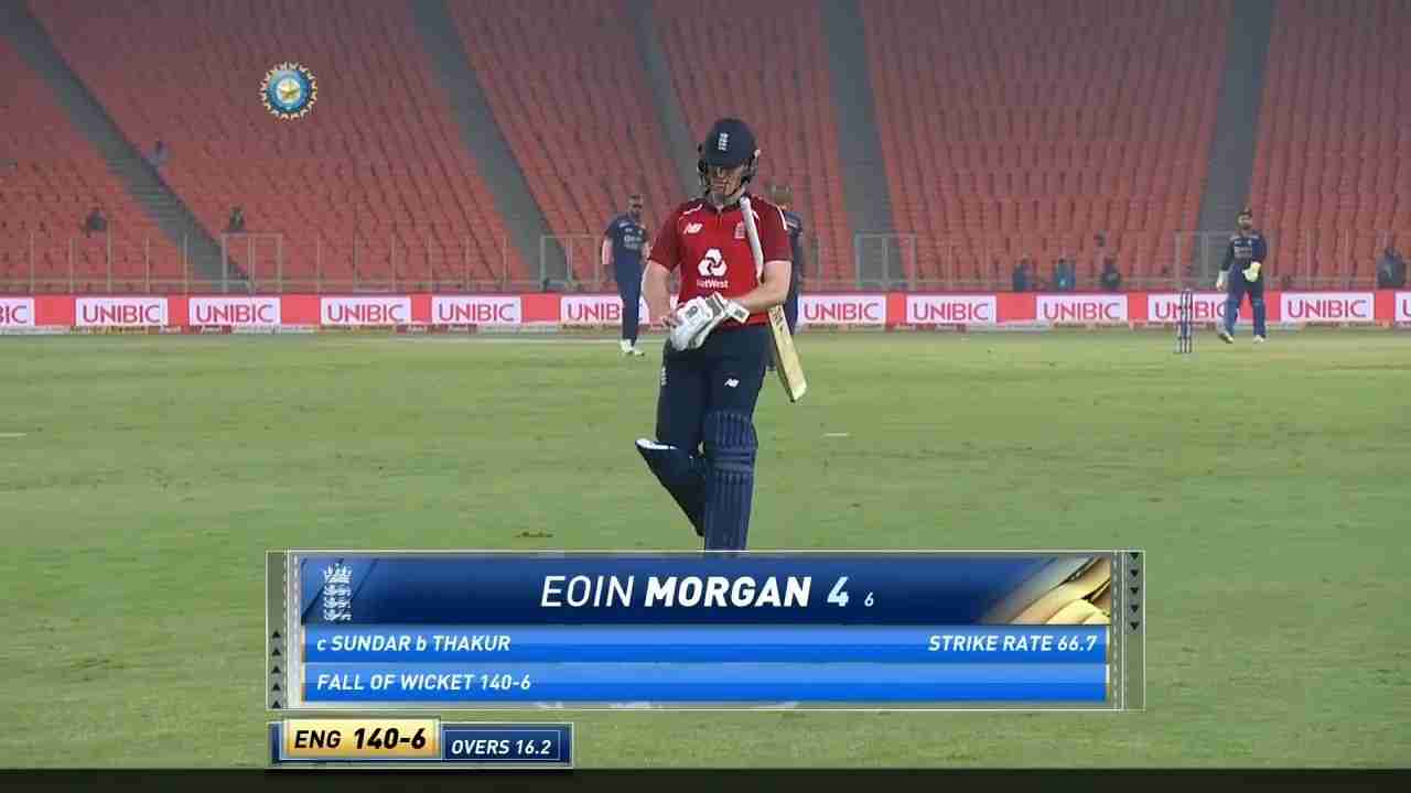 IND vs ENG 2021, 4th T20I :Eoin Morgan Wicket